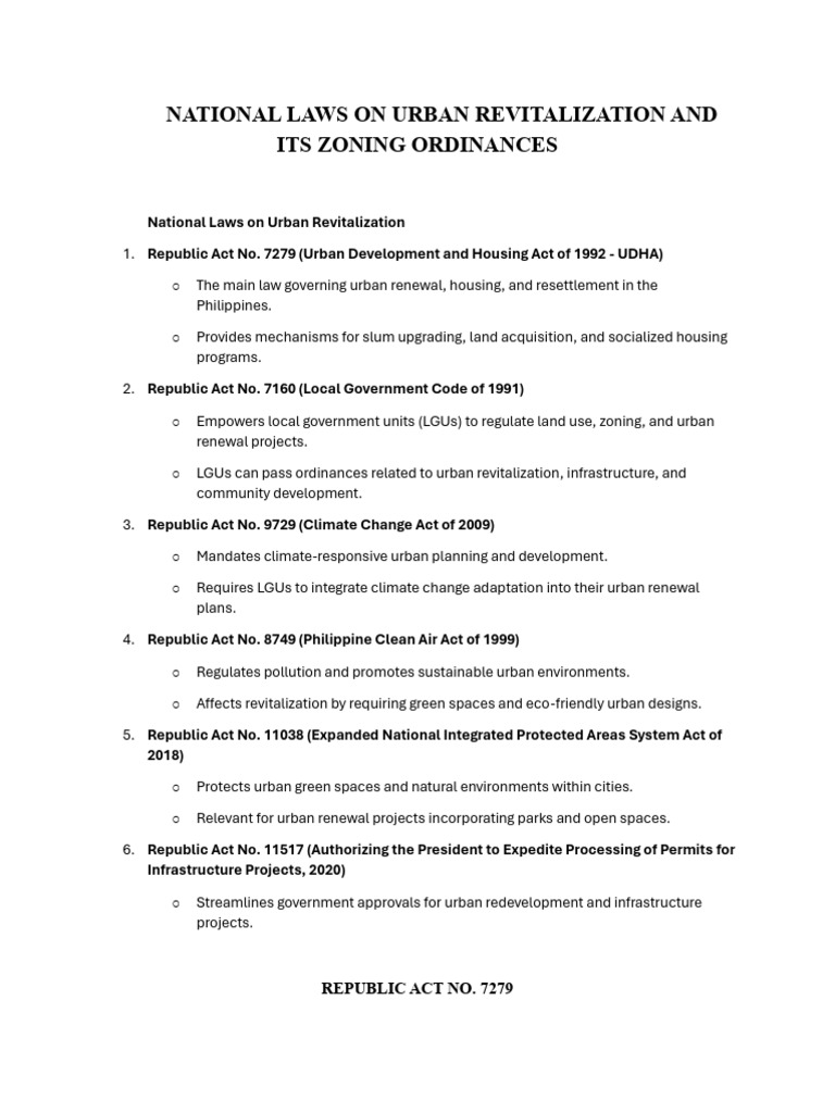 Philippine Urban Revitalization Laws | PDF | Squatting | Taxes