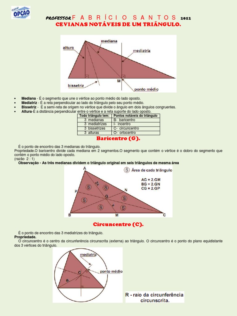 Cevianas Notáveis de Um Triângulo | Download grátis PDF | Geometria ...