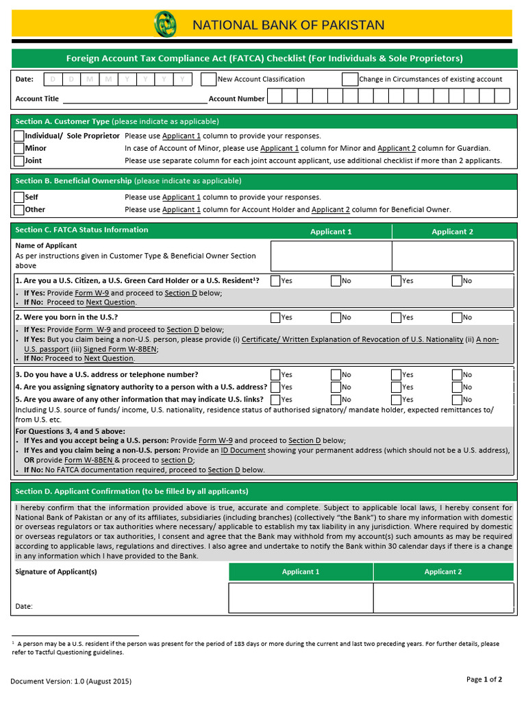 FATCA Individual Annexure-Foreign Account | PDF | Identity Document | Taxes