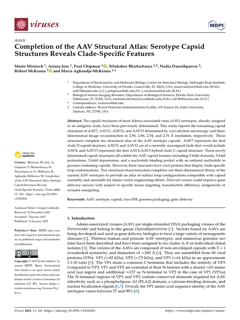 Completion of the AAV Structural Atlas AAV7 Comparision With AAV2 | PDF ...