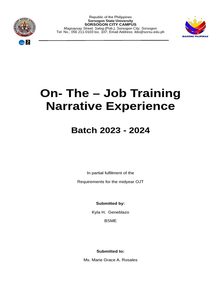 Narrative Report Format Ojt 23 2 | PDF | Engineering | Knowledge