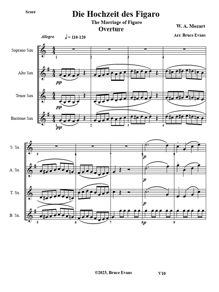 Score Marriage of Figaro Overture V10 | PDF | Saxophone | Woodwind ...