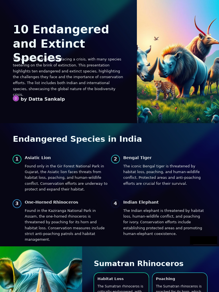 10 Endangered and Extinct Species | PDF | Endangered Species | Rhinoceros