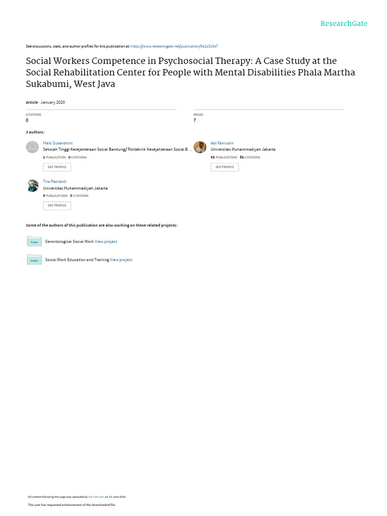 Social Workers Competence - Researchgate | PDF | Social Work | Mental ...