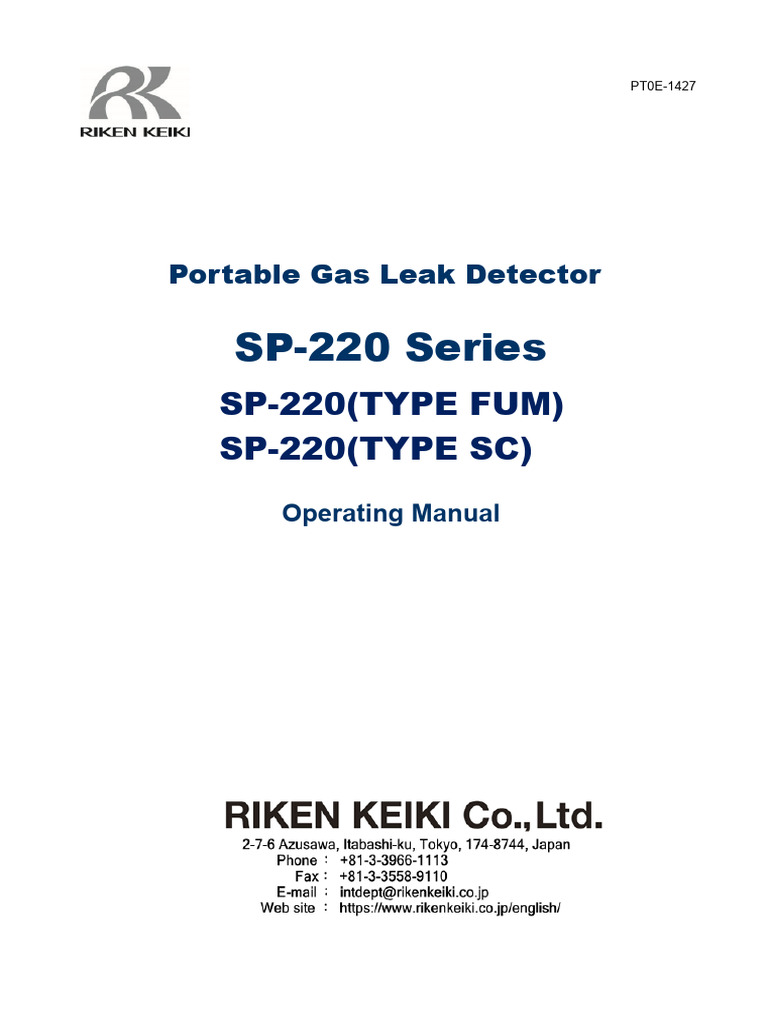 SP-220 Portable Gas Leak Detector Manual | PDF | Sensor