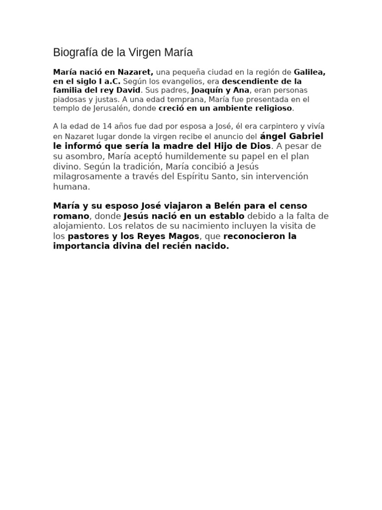 Biografía de La Virgen María | PDF