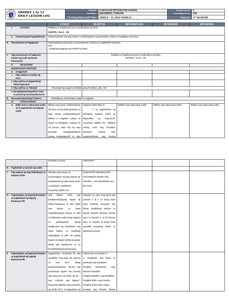 DLL_ESP 5_Q4_W2 | PDF