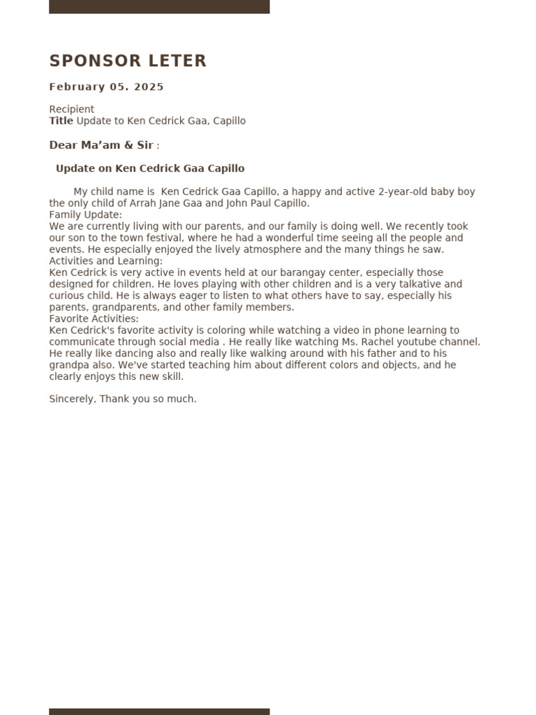 Sponsor Letter | PDF