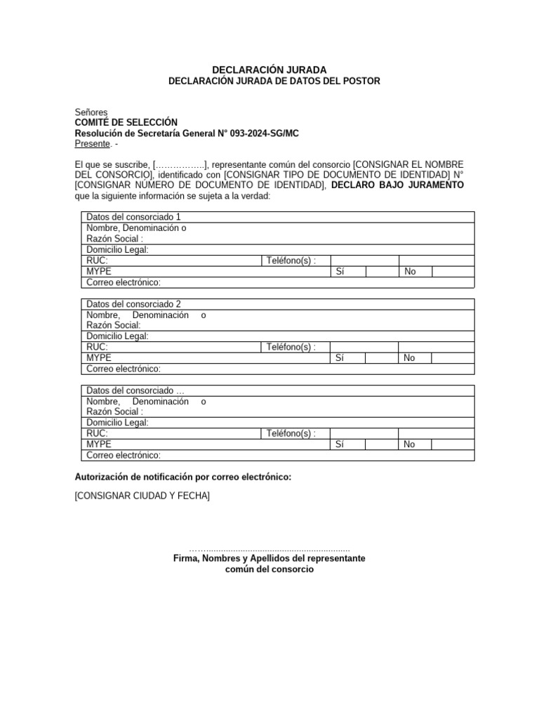 DECLARACIÓN JURADA MODELO2 | PDF