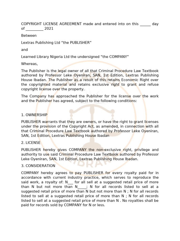 Copyright License Agreement | PDF
