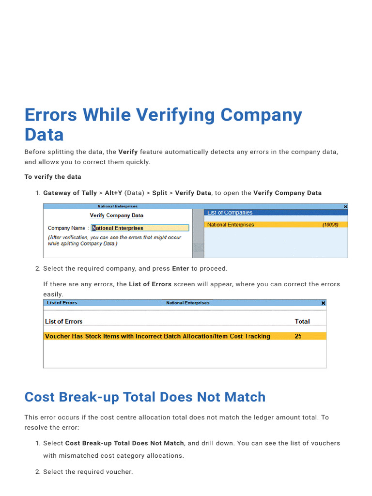 Errors While Verifying Company Data | PDF | Voucher