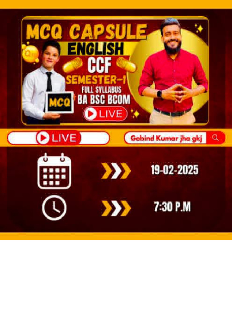 English MCQ Capsule Sem-1 CCF GKJ | PDF