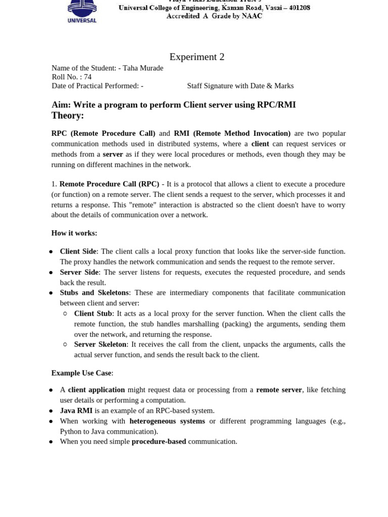 DC_ EXP 2 | PDF | Client–Server Model | Software Architecture