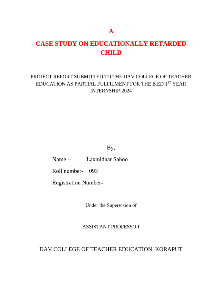 Case Study on Students | PDF | Learning Disability | Intellectual Disability
