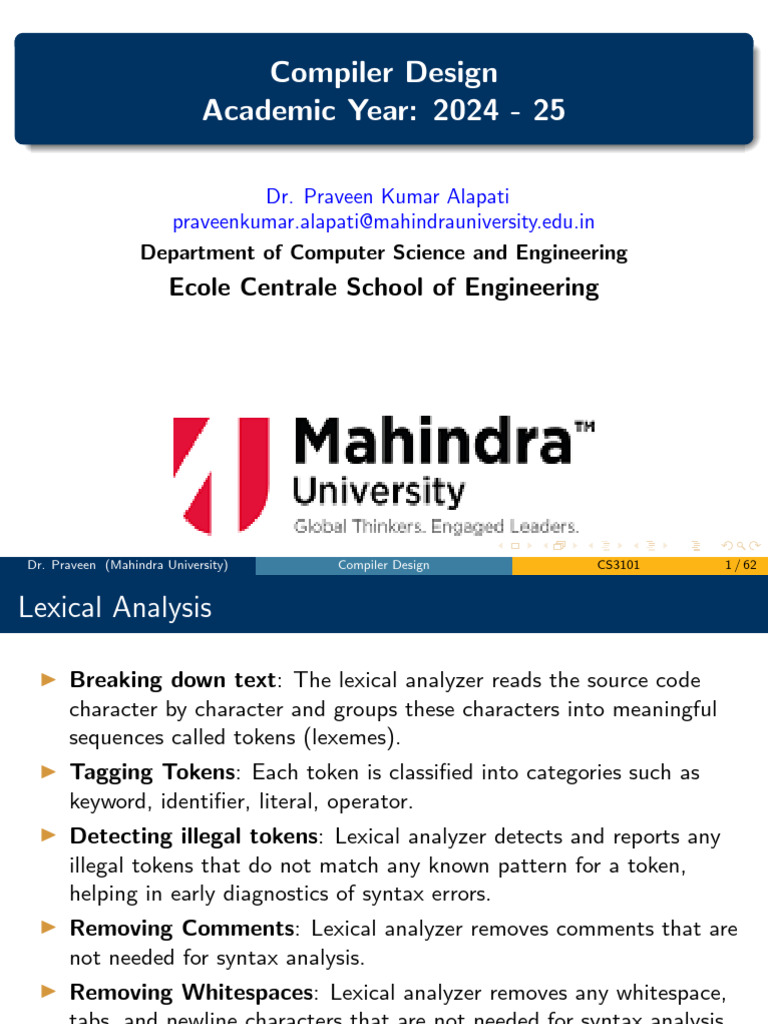 Compiler Design Course Overview | PDF | Parsing | Regular Expression