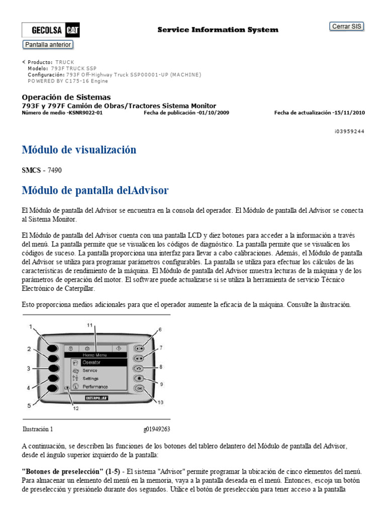 Modulo Del Advisor 793F | PDF | Menú (Computación) | Arranque