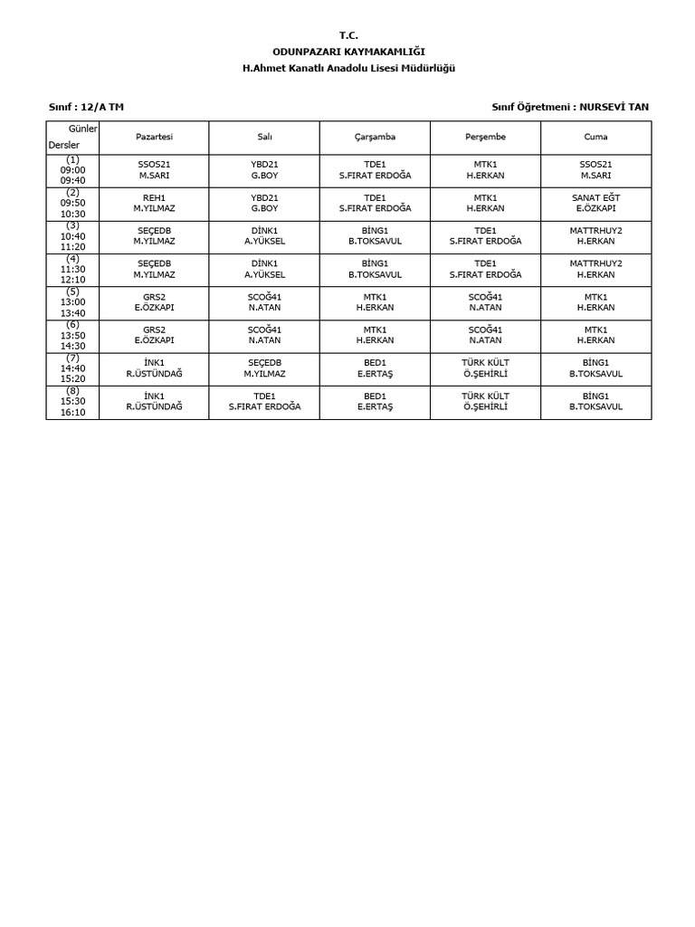 18.02.2025 SinifElProgrami | PDF