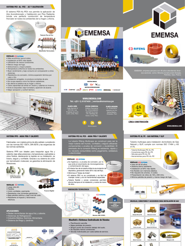Triptico Sistemas para La Contruccion V5 Rifeng Ememsa | PDF | Tubería (transporte de fluidos ...