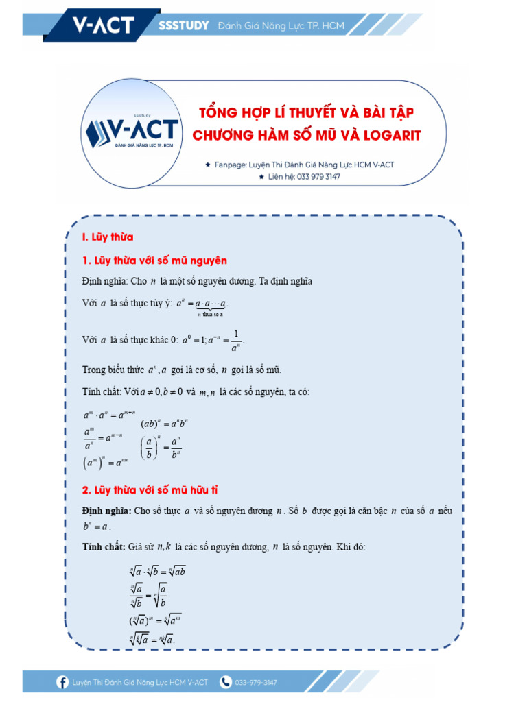 [FULL] HÀM SỐ MŨ & LOGARIT | PDF