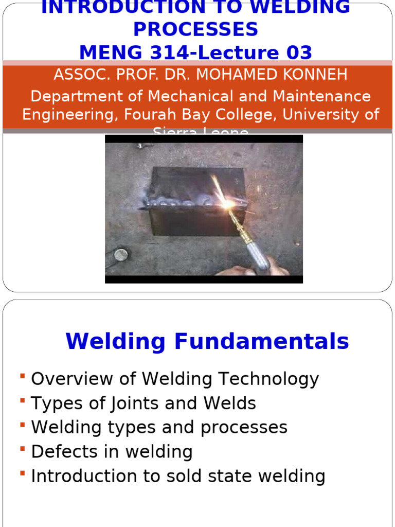 Lecture 4a - MENG 314 - Fundamentals of Welding Processes | PDF | Welding | Construction