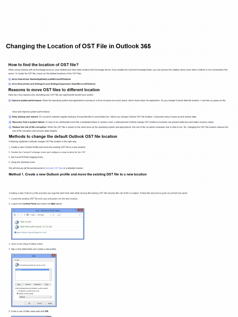 Changing OST File Location | PDF | Microsoft Outlook | Windows Registry