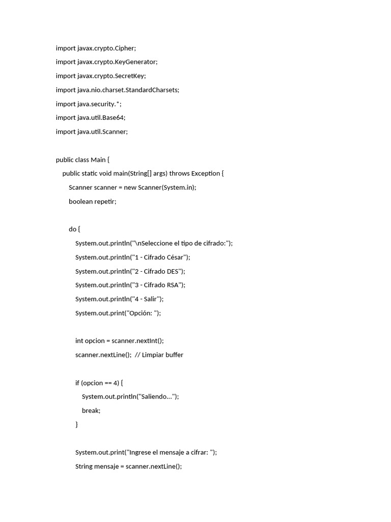 Cifrado Java | PDF | Cifrado | Ingeniería de software