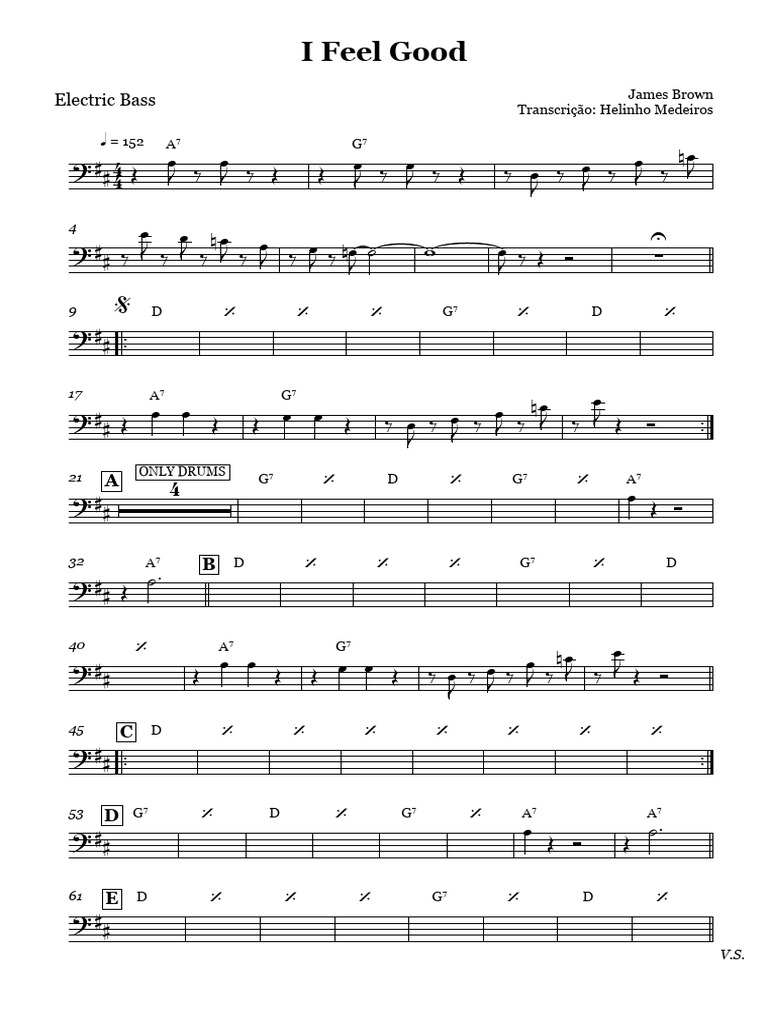 I Feel Good Bass Transcription | PDF