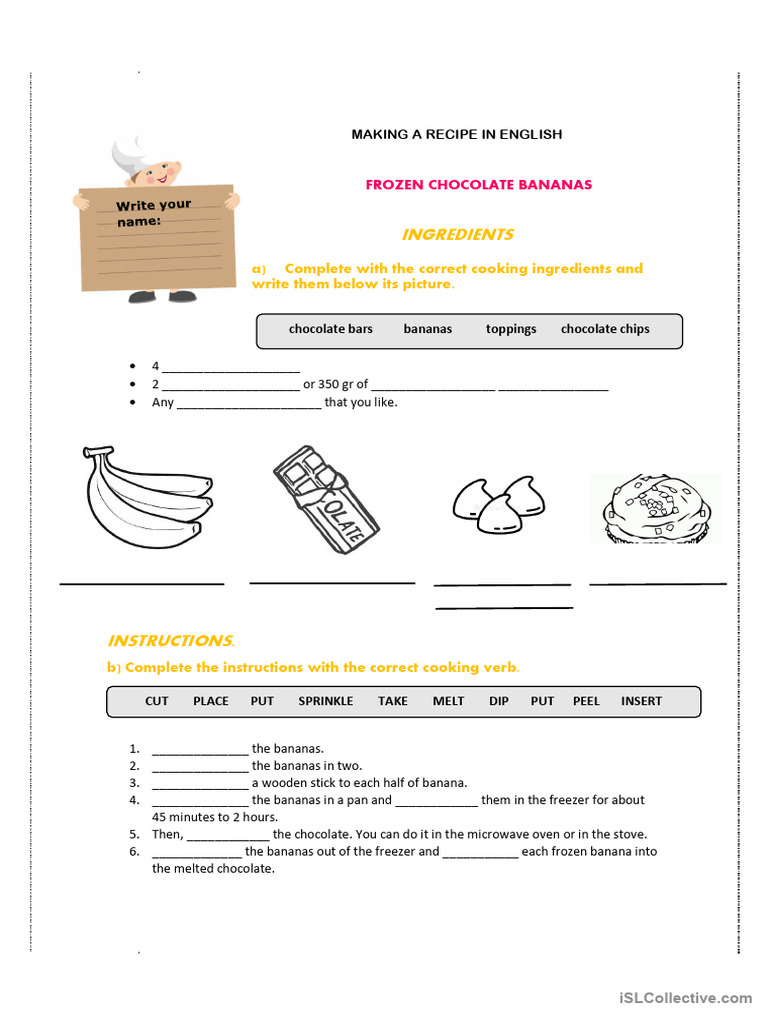 Recipe in English - Cooking verbs | PDF