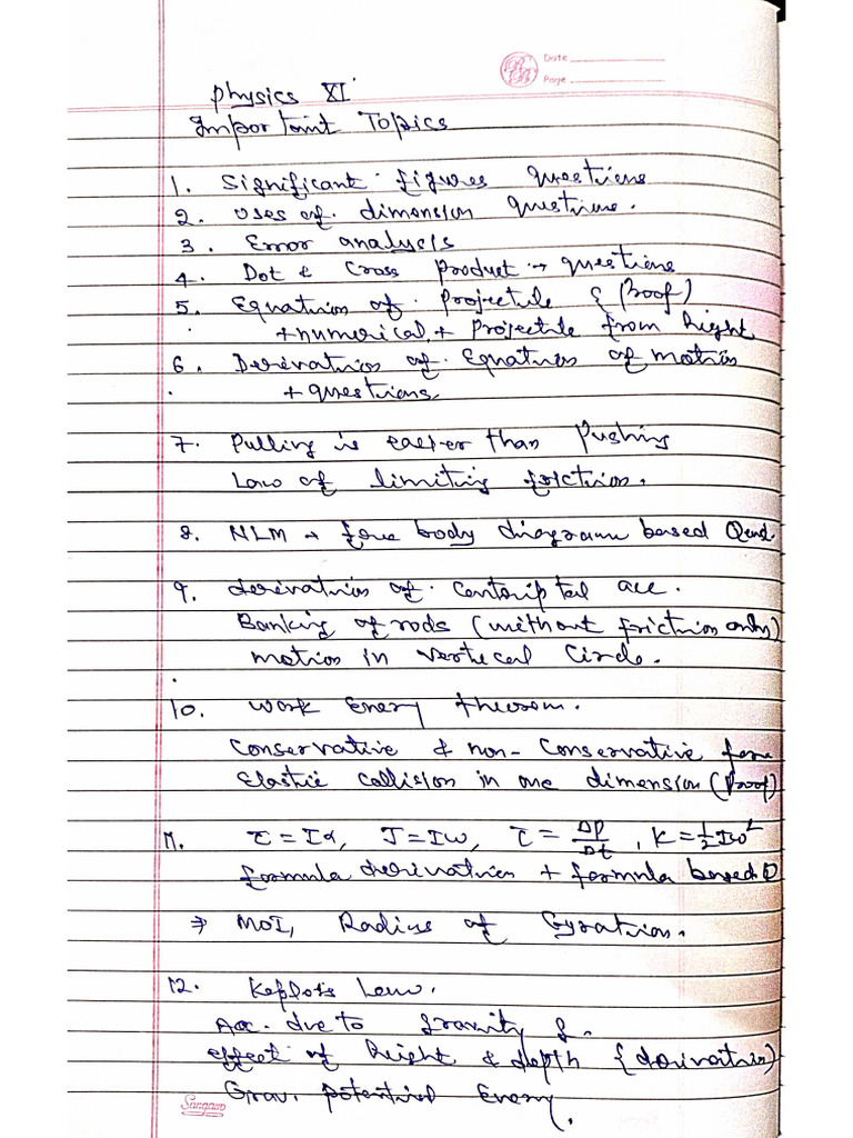 Physics Important Topics, Annual Exam | PDF