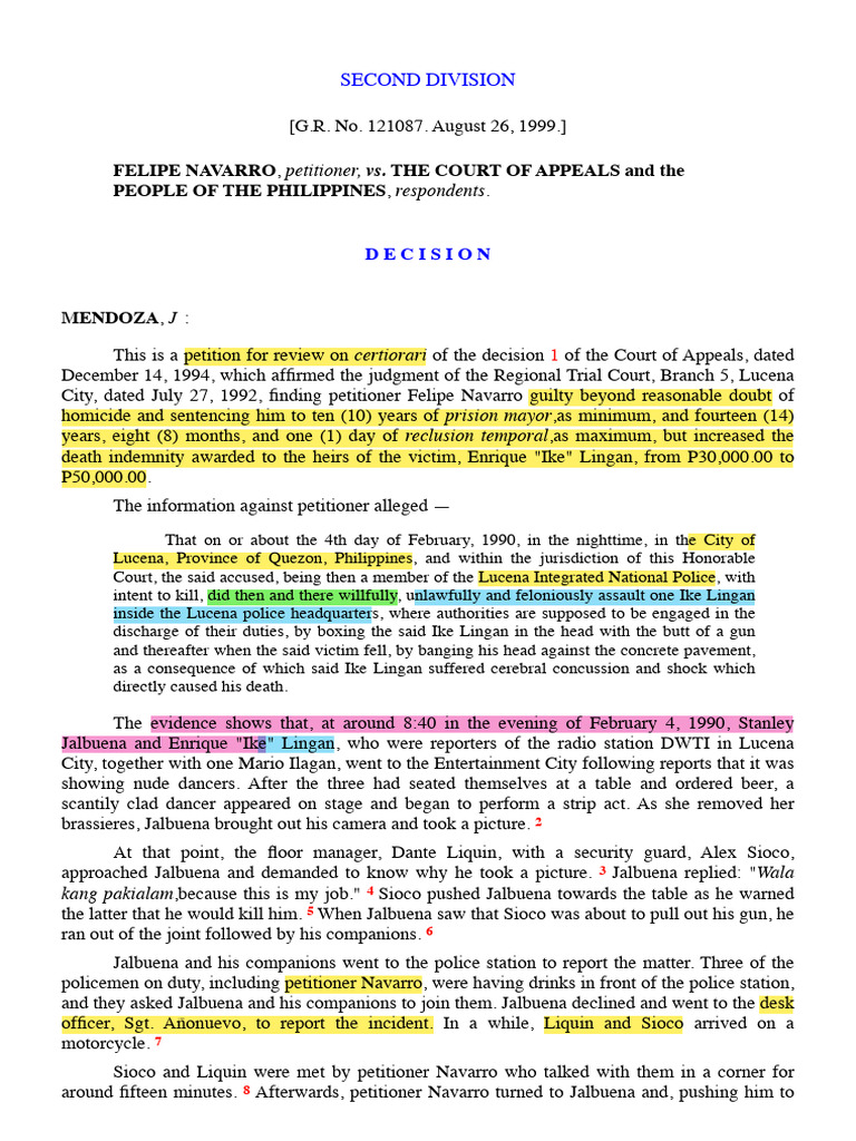 G.R. No. 121087 - Navarro v. Court of Appeals | PDF | Witness | Testimony