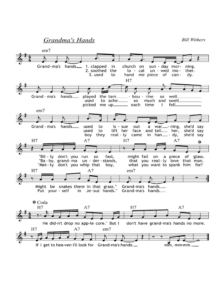 Grandma's Hands Leadsheet | PDF