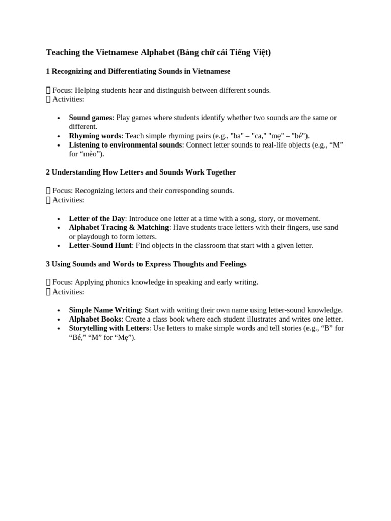 Teaching Vietnamese Alphabet Basics | PDF