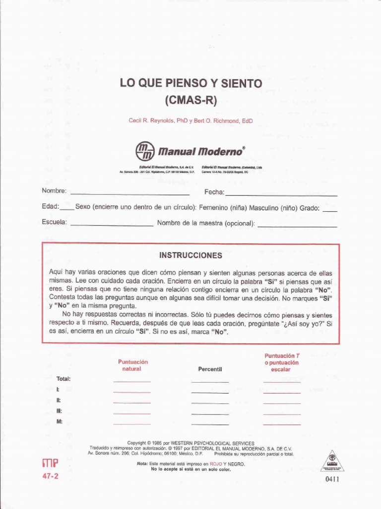 CMAS-R (Cuadernillo de preguntas y revisión) | PDF