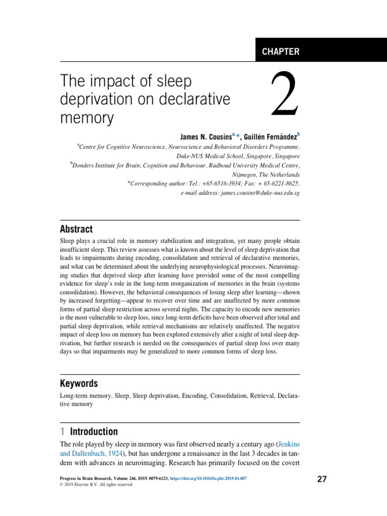 Cousins & Fernández - 2019 - The Impact of Sleep Deprivation On Declarative Memory (Prog Brain ...