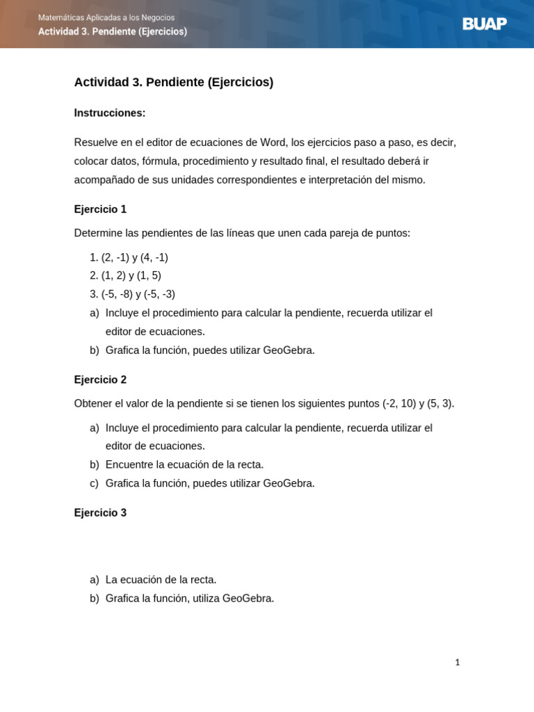 A3 Pendiente Ejercicios | PDF