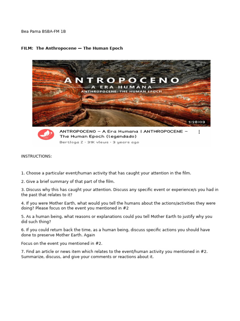 Pama_Activity on the Anthropocene (Film) | PDF | Waste | Sustainability