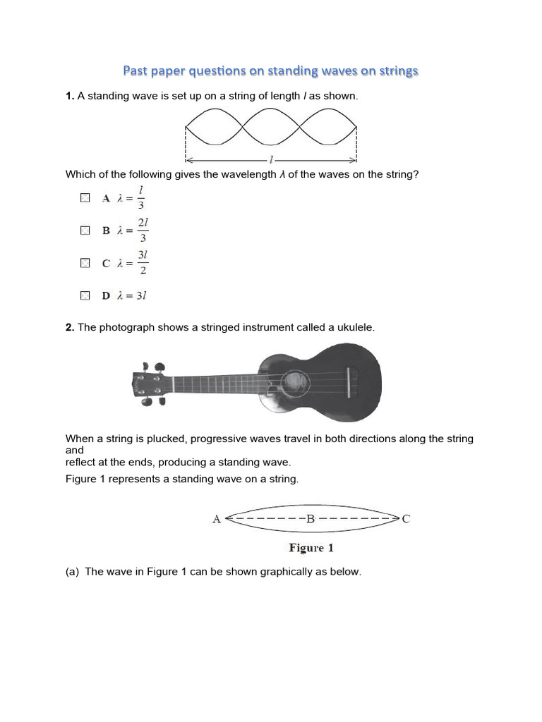 Stationary Waves Questions 1 | PDF | Waves | Wavelength