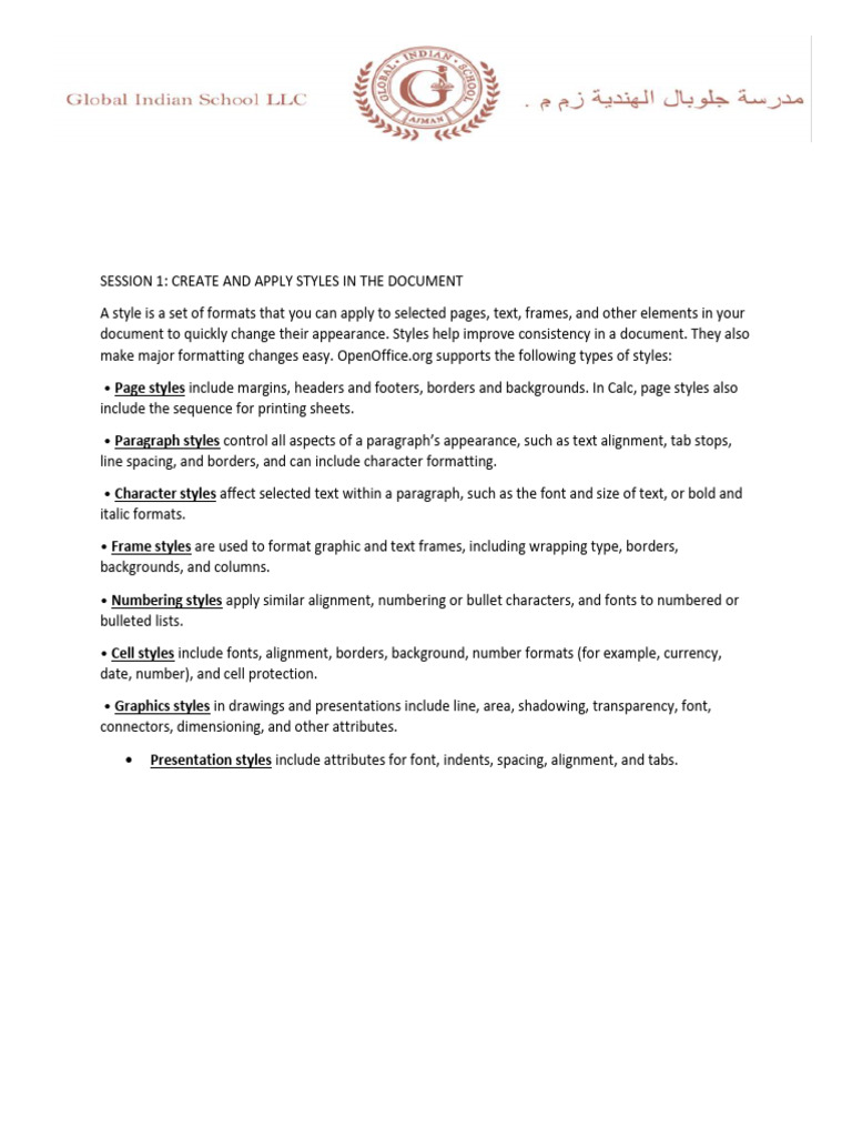 Advanced Document Styles in OpenOffice | PDF