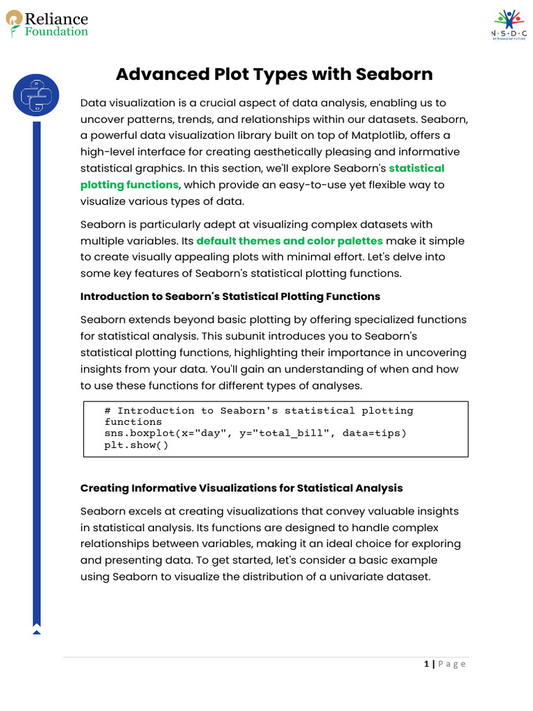 Advanced Plot Types With Seaborn | PDF | Statistical Analysis ...