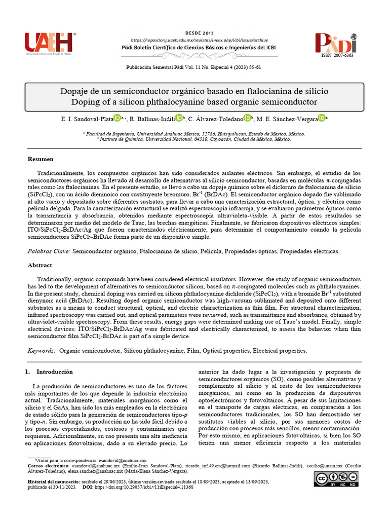 Doping de semiconductor orgánico ftalocianina | PDF | Absorción ...
