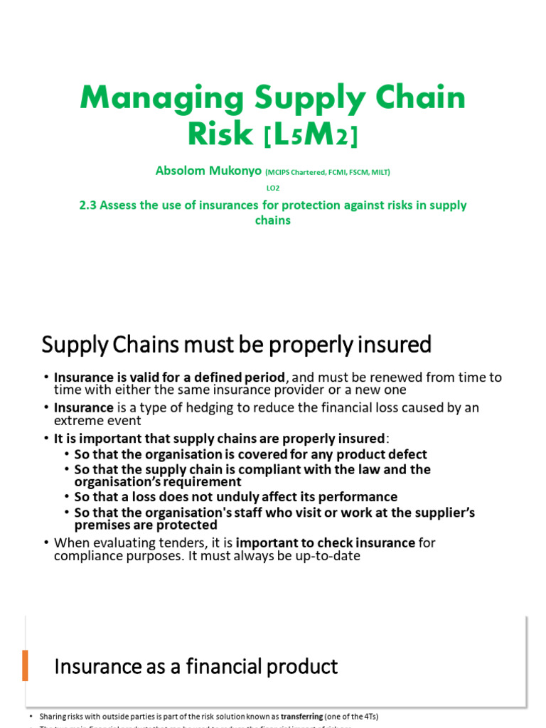 Supply Chain Insurance Risk Management | PDF | Insurance | Factoring ...