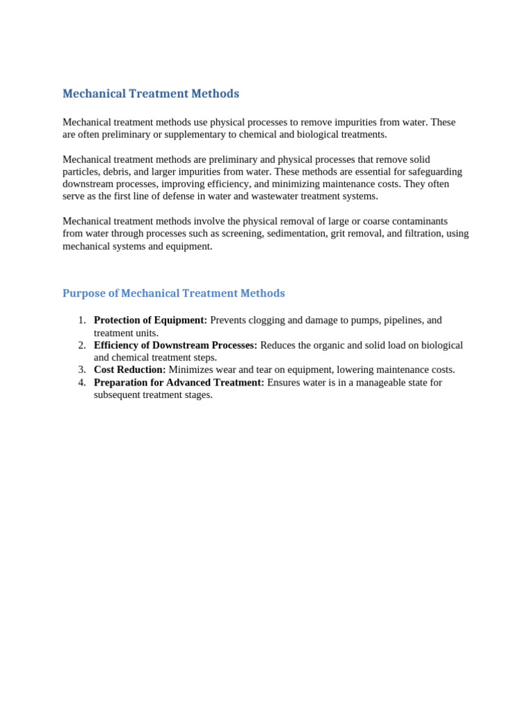 Mechanical Treatment Methods | PDF