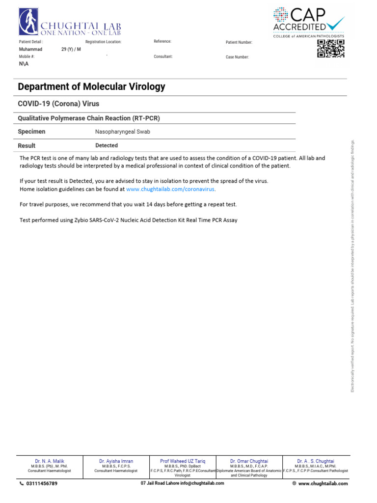 COVID-19 RT-PCR Test Report Summary | PDF | Polymerase Chain Reaction ...