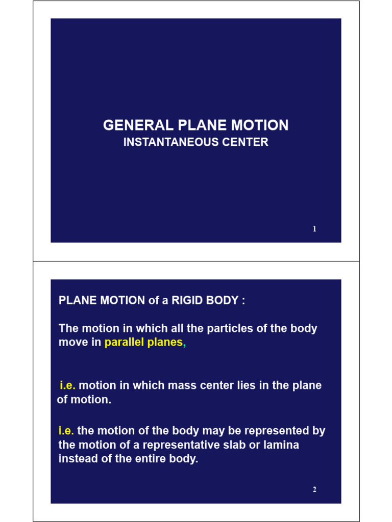 4. GENERAL PLANE MOTION | PDF | Rotation | Classical Mechanics