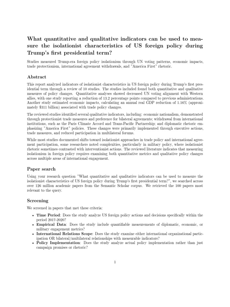 Elicit Measuring Isolationism in Trump S Foreign Policy Report | PDF ...