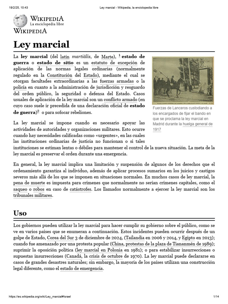 Ley Marcial - Wikipedia, La Enciclopedia Libre | PDF | Ley marcial ...