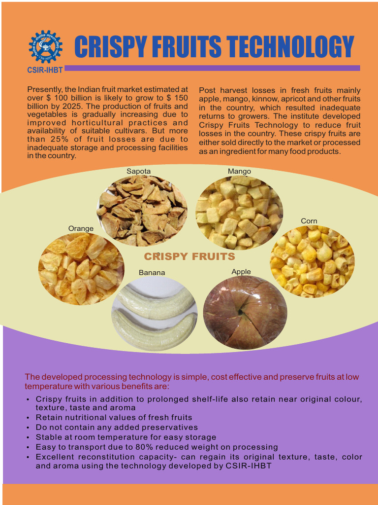 Crispy Fruits Technology New | PDF | Fruit | Fruit Preserves