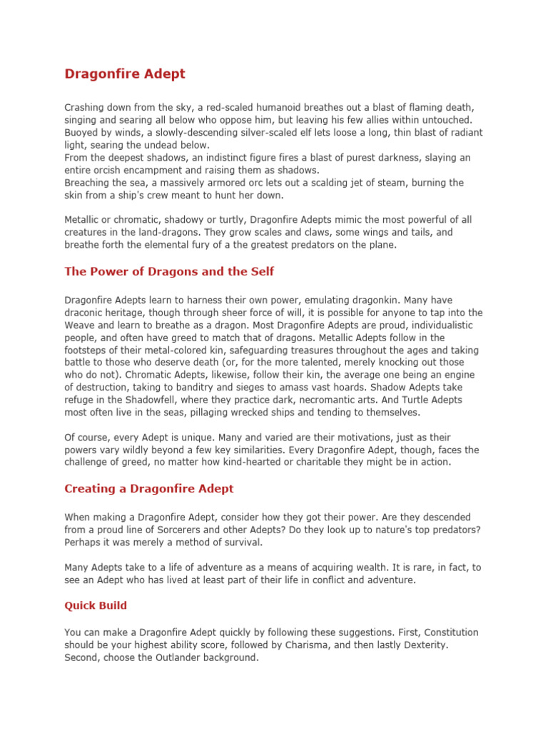 DragonfireAdept Class | PDF