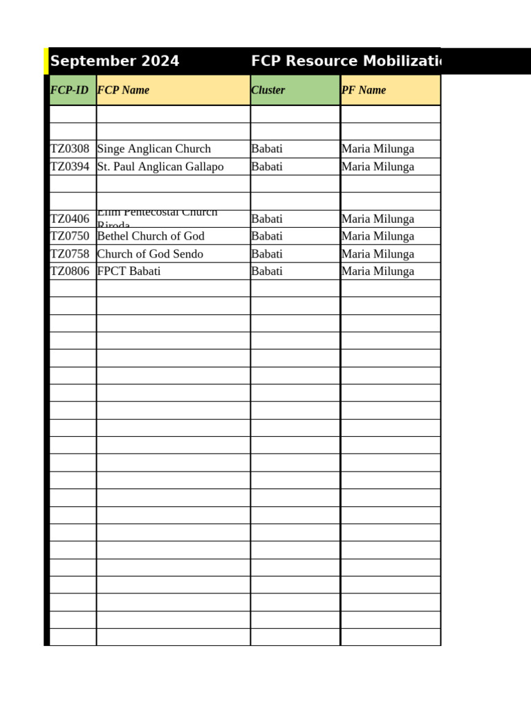 Local Resource Mobilization Babati Cluster - XLTX | PDF
