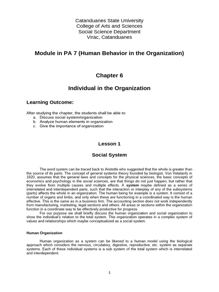 Understanding Human Behavior in Organizations | PDF | System | Human ...